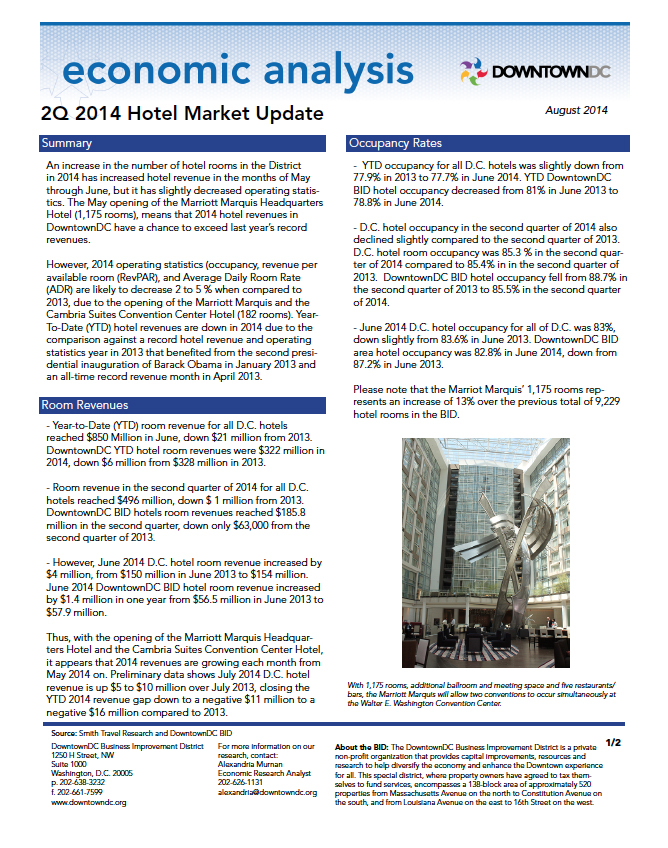 2Q 2014 Hotel Market Update - Downtown DC